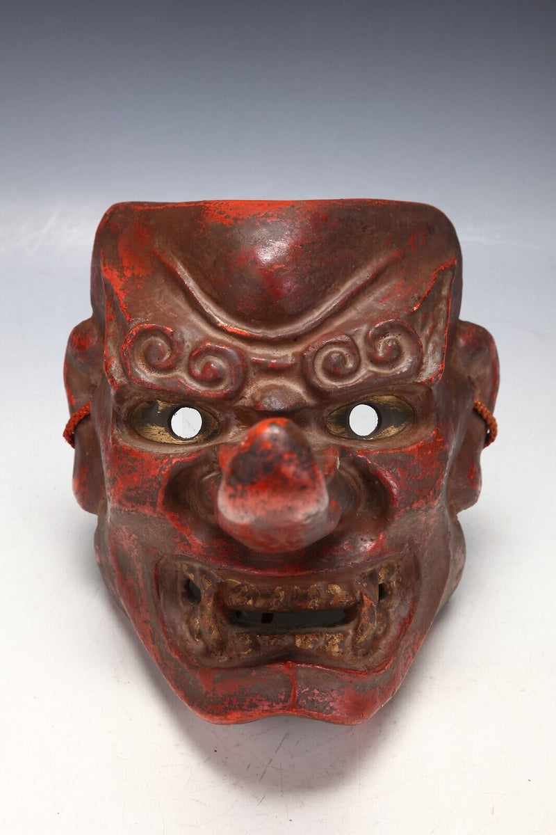 Old Vintage Japanese Paper Clay Noh Mask Plaque -Tengu- Braggart Showa ...